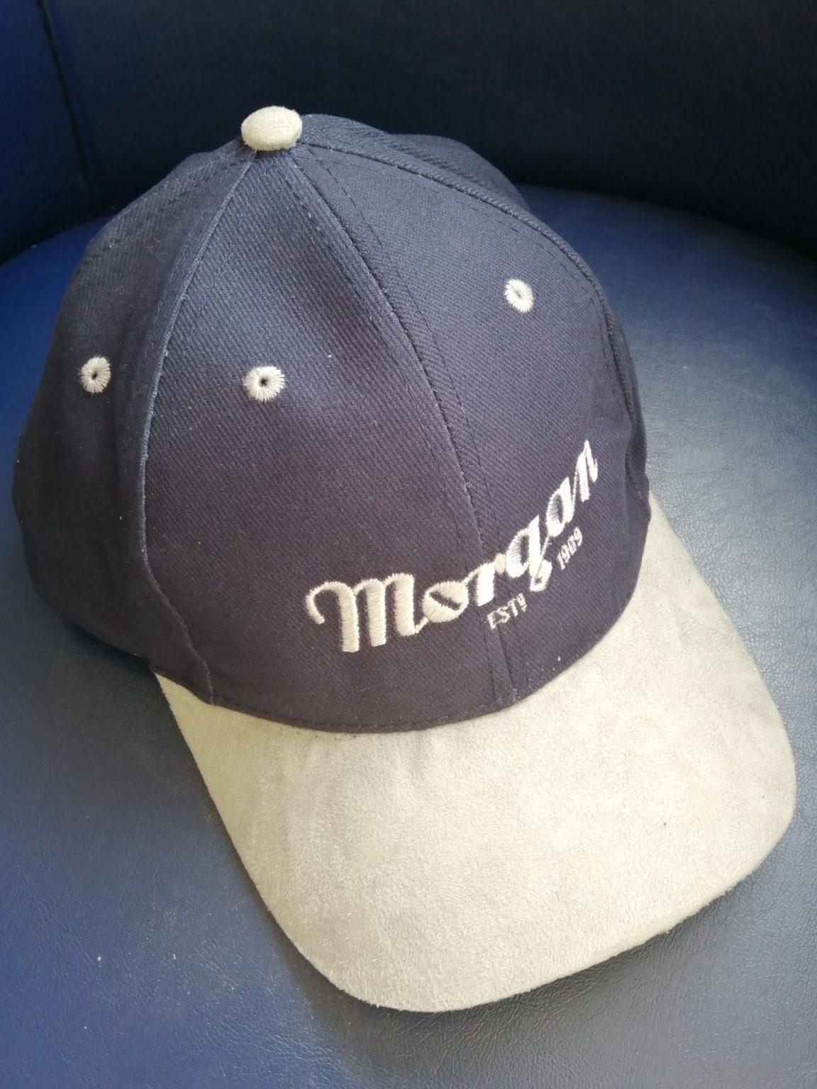 Morgan Cap – Navy with Grey Peek “Morgan 1909” Script – Morgan Kent